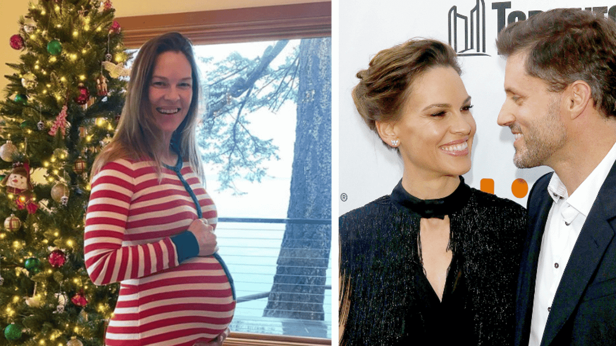 Hilary Swank, 48, cradles 'miracle' baby bump in Christmas photo
