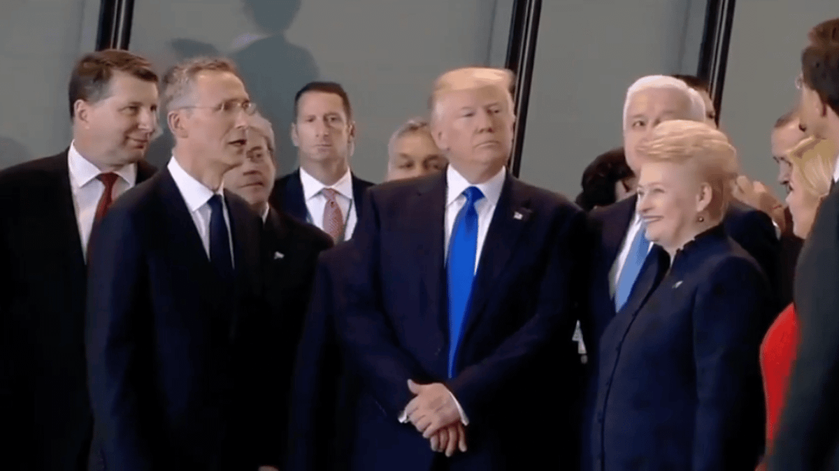 Shocking moment Donald Trump shoved prime minister in front of other ...