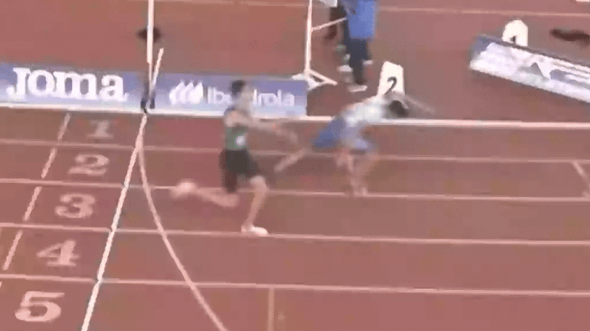 Athlete is disqualified after pushing competitor at finish line and ...