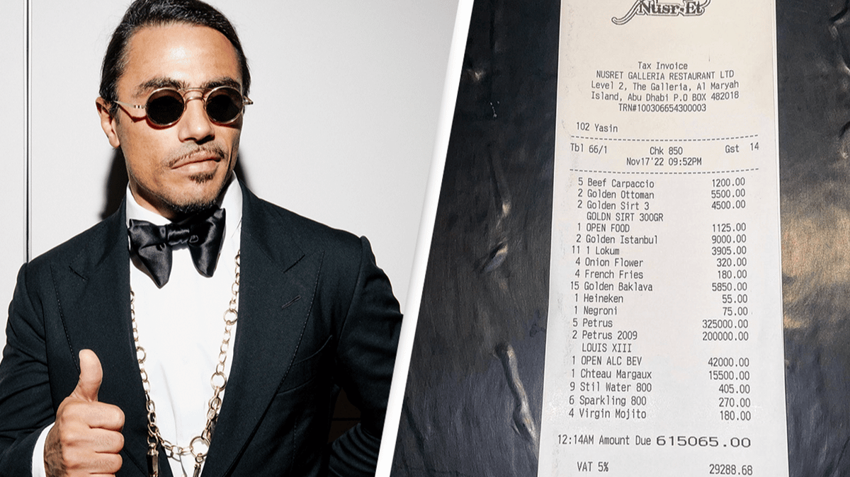 Salt Bae shares eye-watering bill from his restaurant and people are ...