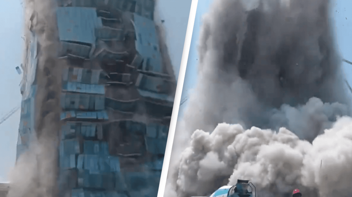 Horrifying footage shows moment entire building collapses following 7.7 ...