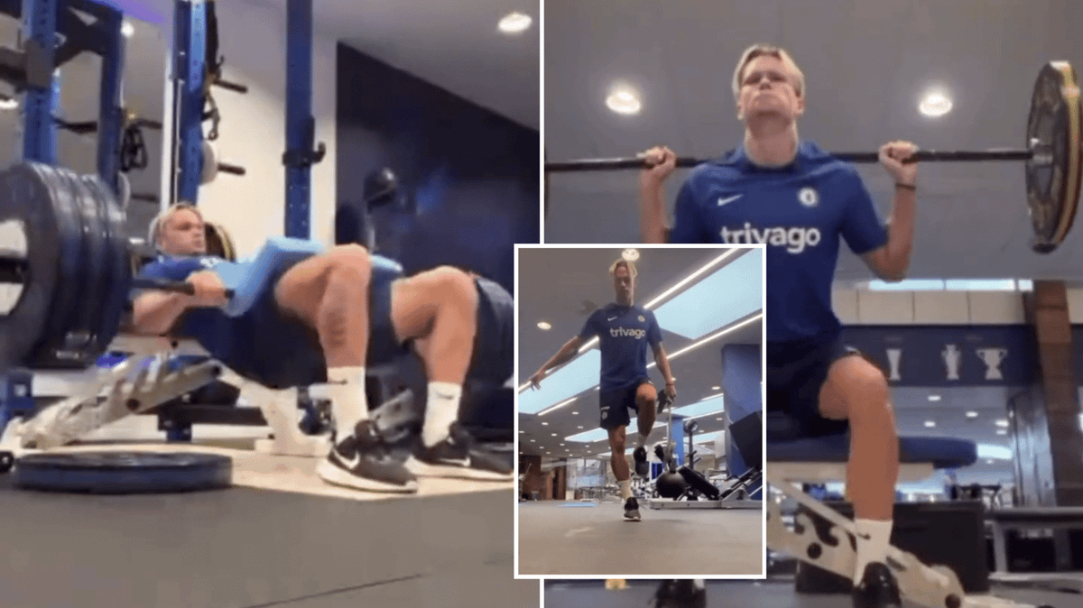 Mykhailo Mudryk is staying behind at the Chelsea gym to complete ...