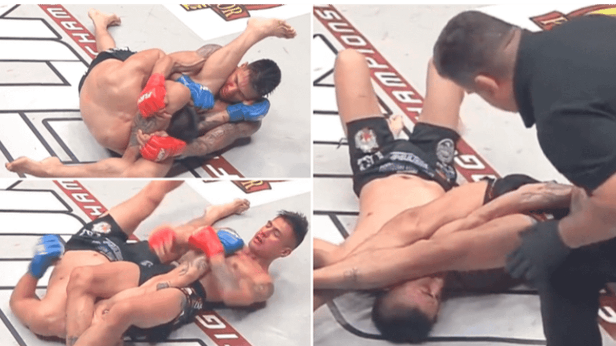 Disturbing viral video shows the moment an MMA fighter is forced to tap ...