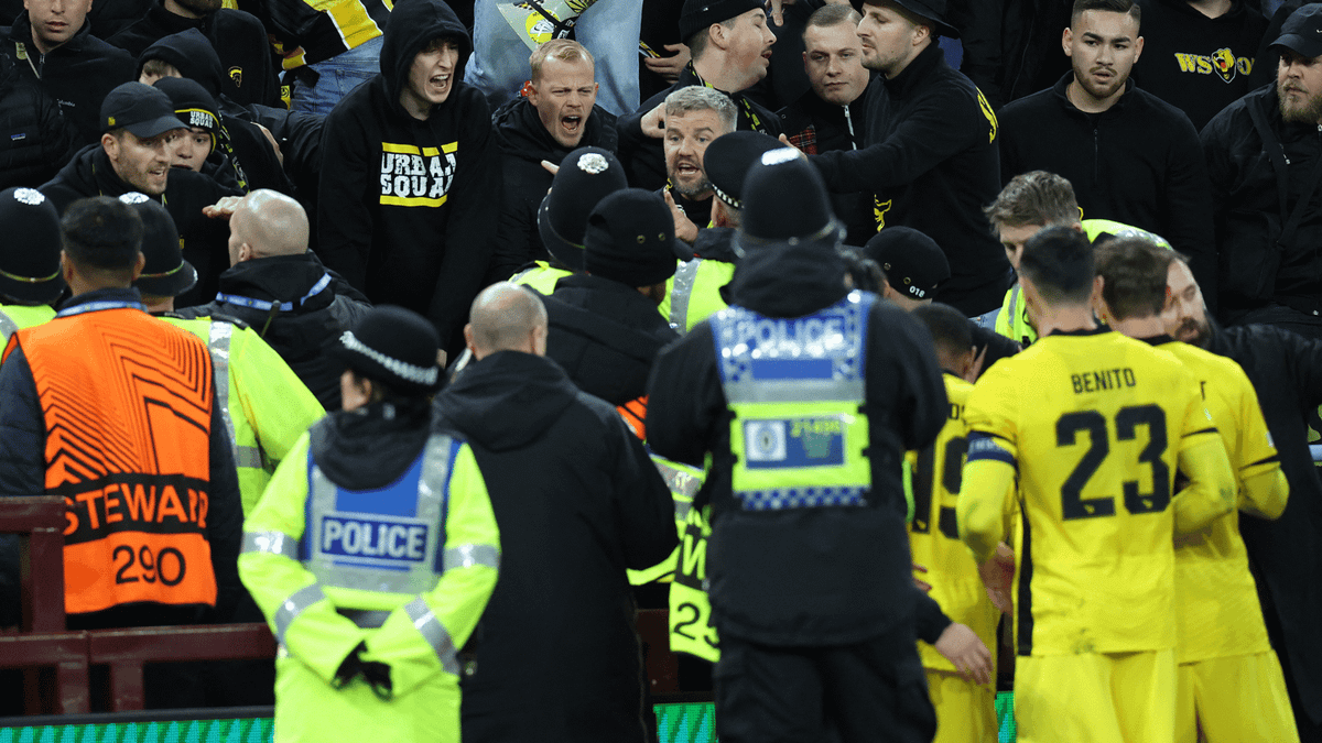 Aston Villa Game Stopped As Fans Fight And Leave Player With Blood From ...