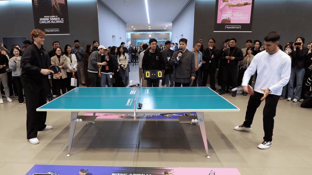 Carlos Alcaraz and Jannik Sinner Playing Table Tennis Against Each ...