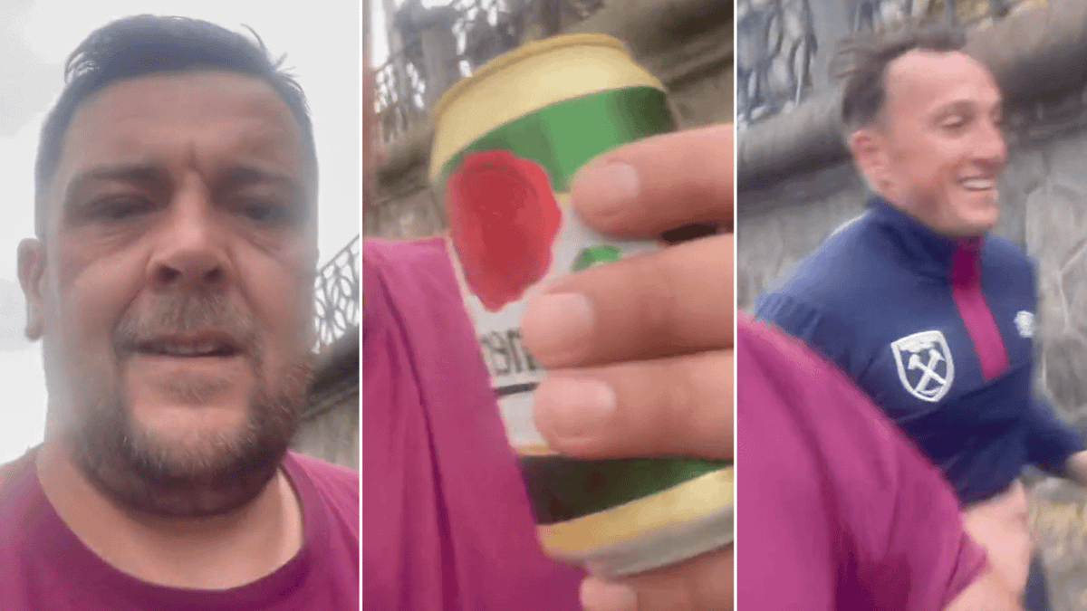 Boozing West Ham fan bumps into Mark Noble in Prague, their ...