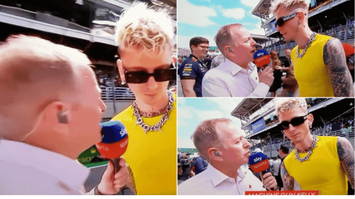Martin Brundle's gridwalk interview with MGK before F1 Brazilian GP ...