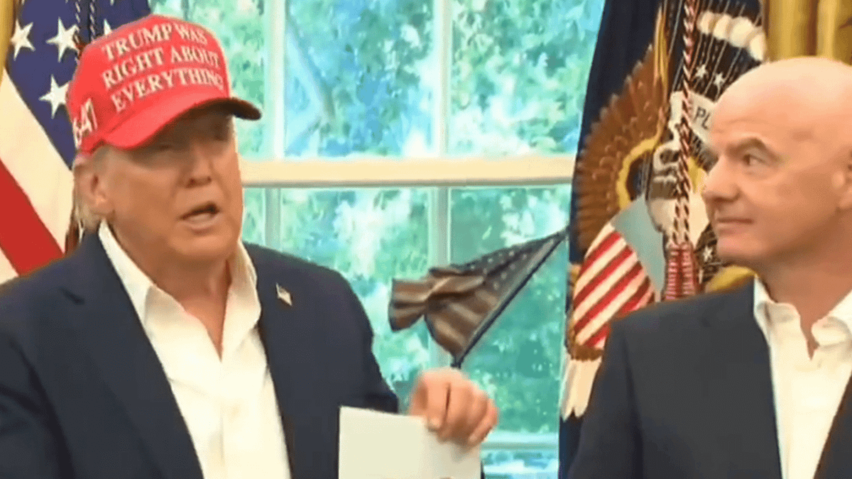 Donald Trump causes outrage during World Cup announcement with Gianni ...