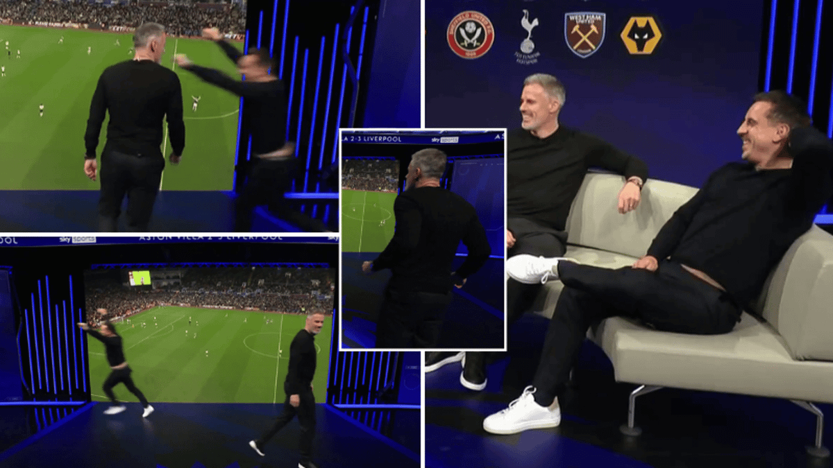 Gary Neville's hilarious reaction to Aston Villa equaliser vs Liverpool ...