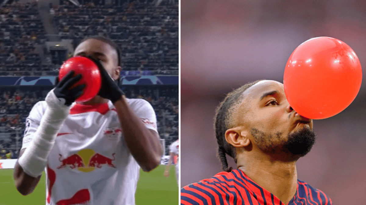 Why does Chelsea new boy Christopher Nkunku celebrate by blowing up a ...