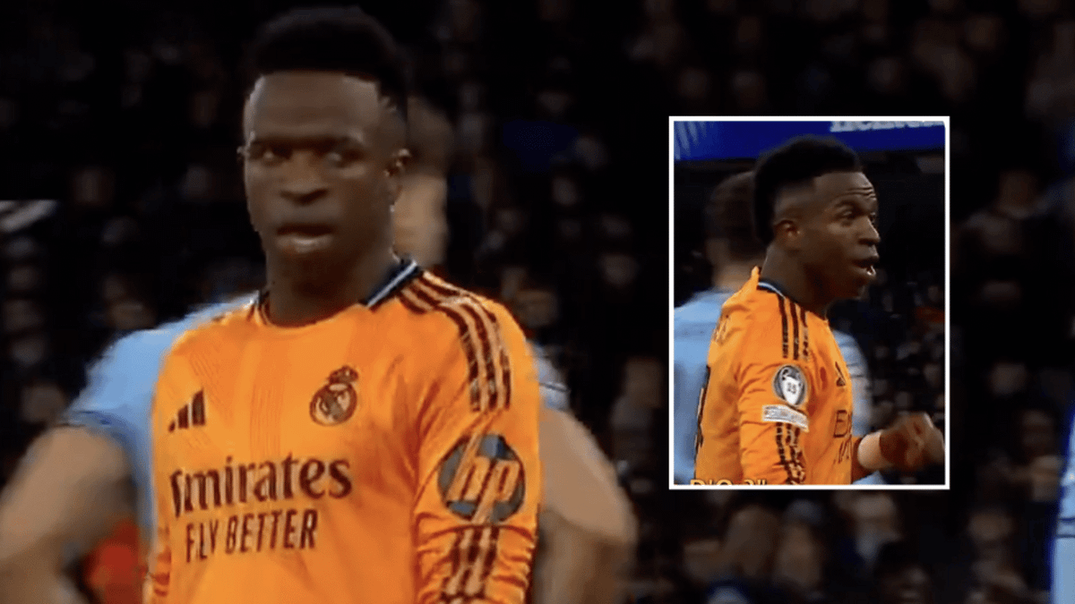 Vinicius Jr spotted taunting Man City fans with gesture as new footage ...