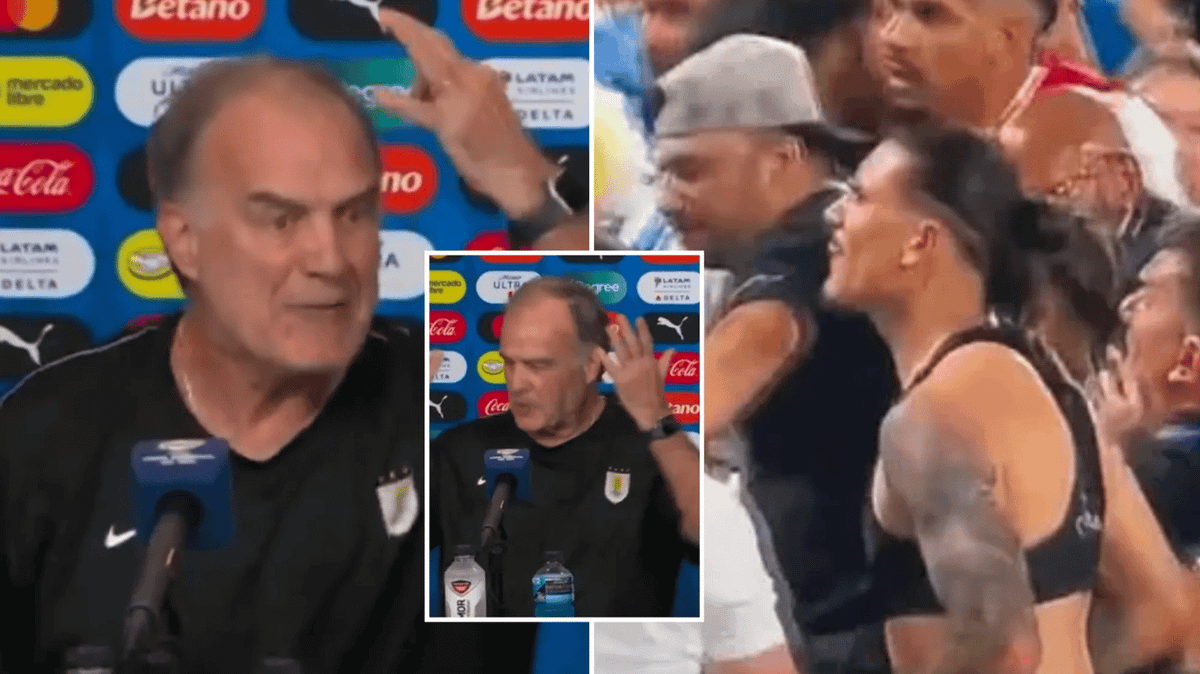 Marcelo Bielsa furiously reacts after Darwin Nunez and Uruguay players ...