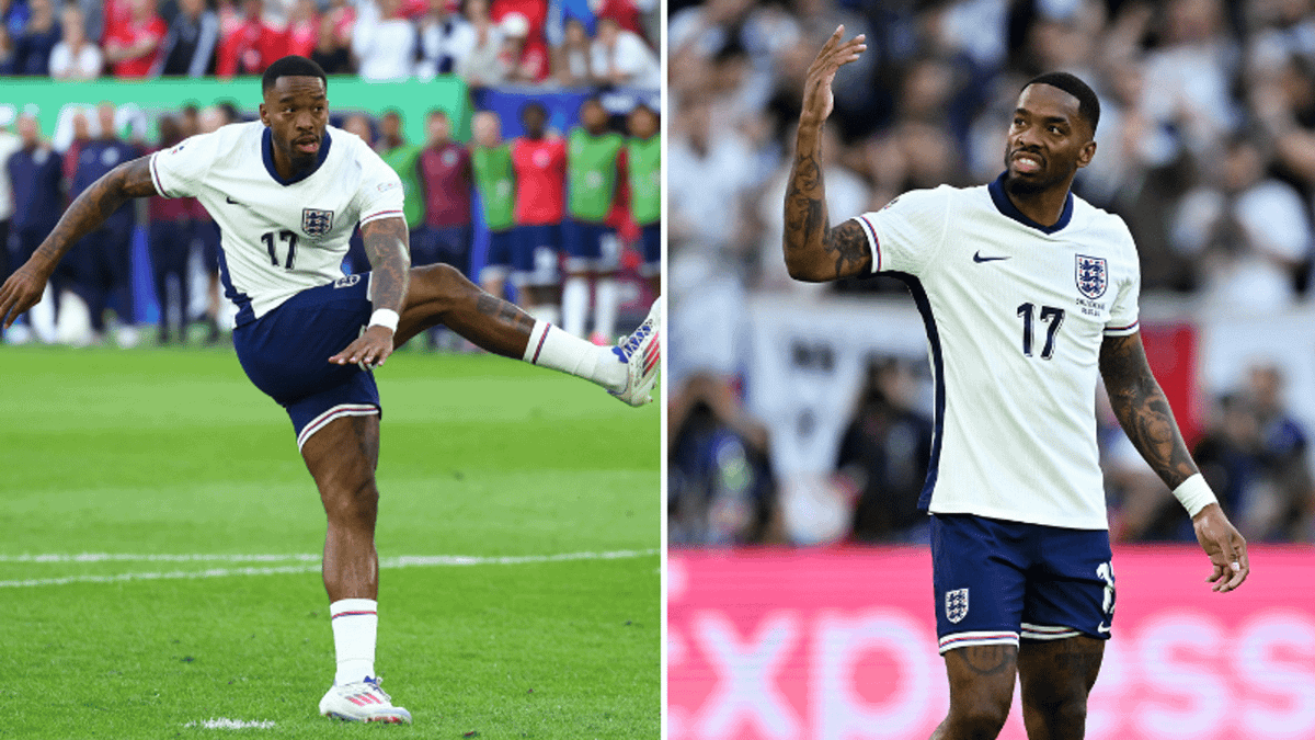 England forward Ivan Toney practises taking penalties from 13 yards ...