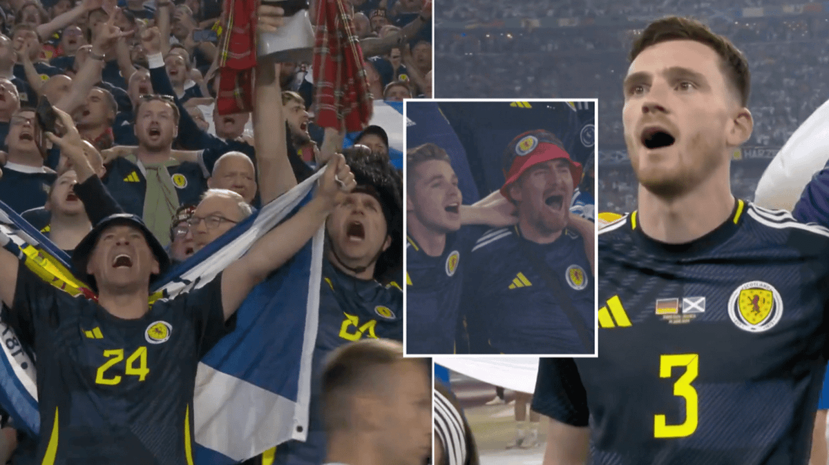 Scotland fans take over Allianz Arena as they belt out national anthem ...