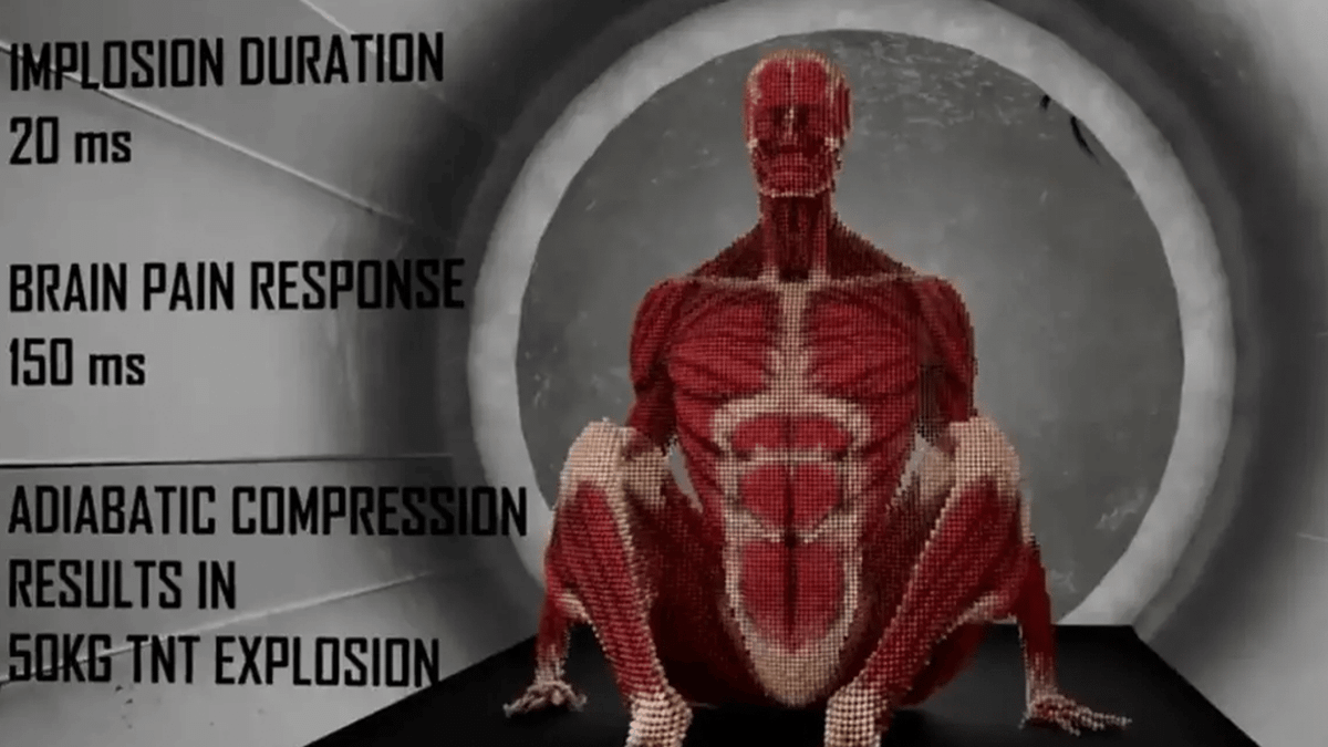 Graphic simulation demonstrates how a body would implode at 3,800m ...