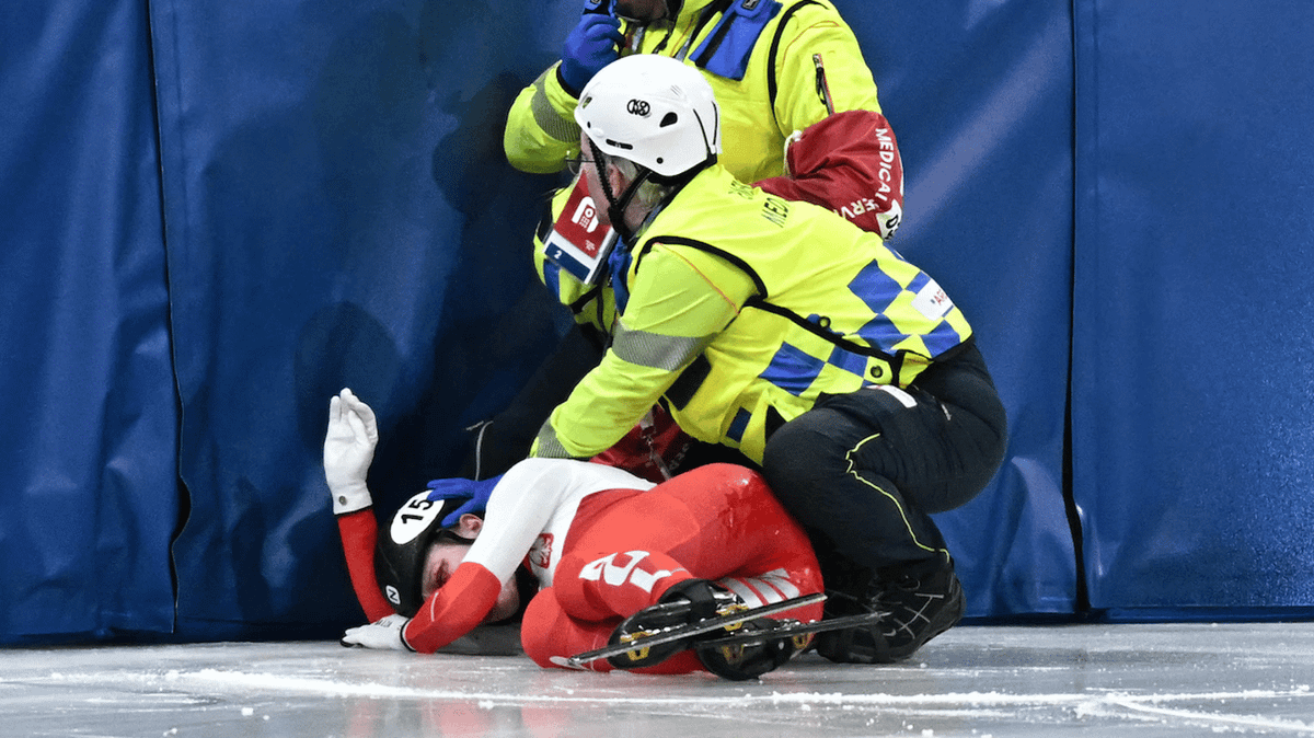 Speed skater stretchered out of Olympics after opponent's skate slashes ...
