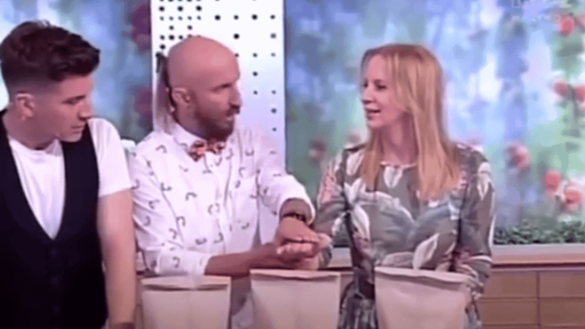 Horror moment TV host is stabbed in hand with nail live on-air in magic ...