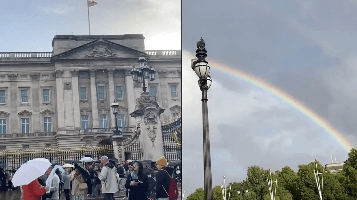 Rainbow appears outside of Buckingham Palace as world awaits news on ...