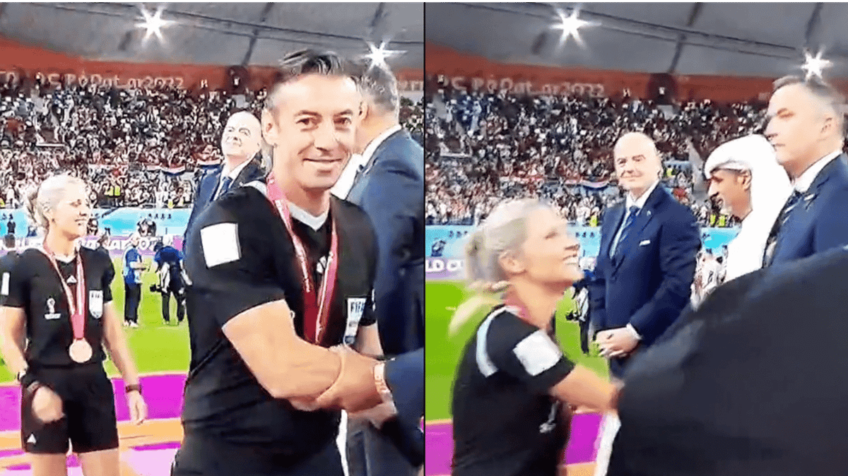 Qatar's FA president 'doesn't shake female referee's hand' during ...