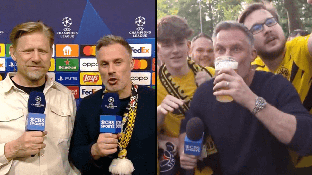 People baffled after seeing Jamie Carragher do post match interview ...