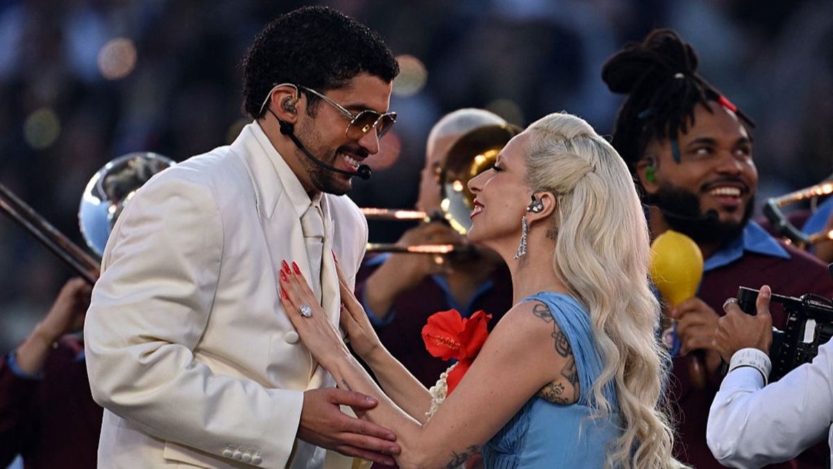 Bad Bunny's reaction to Lady Gaga's Super Bowl performance wasn't shown ...