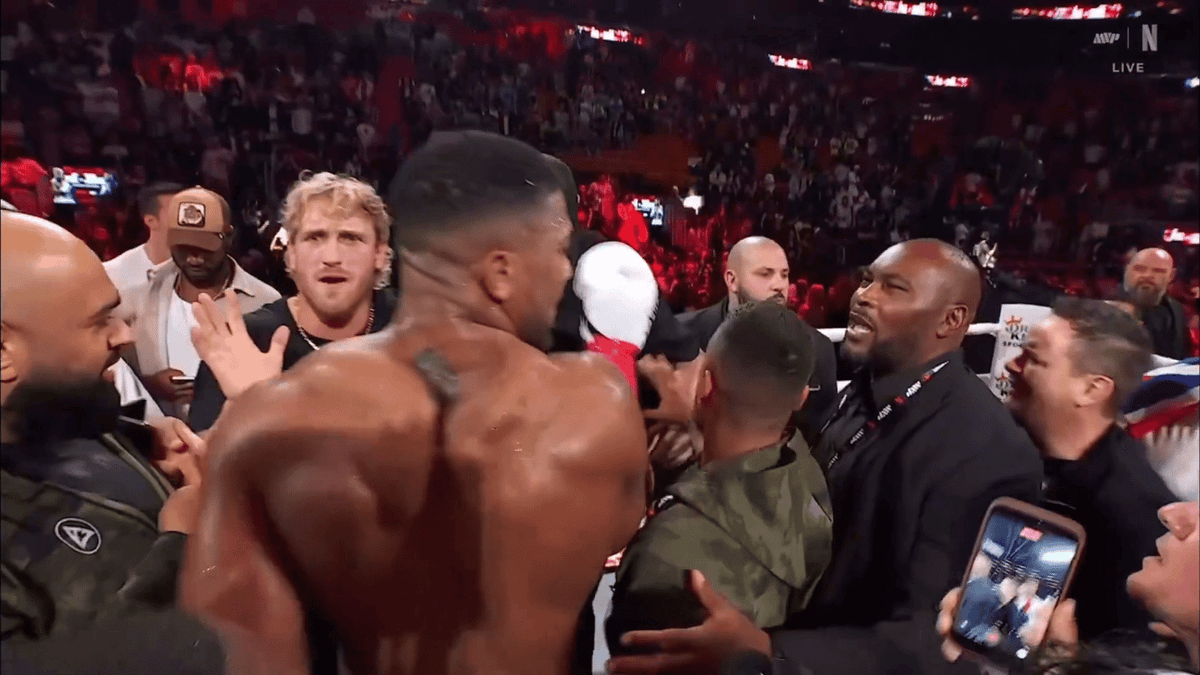 Anthony Joshua's team forced to confront Logan Paul as tense moment in ...