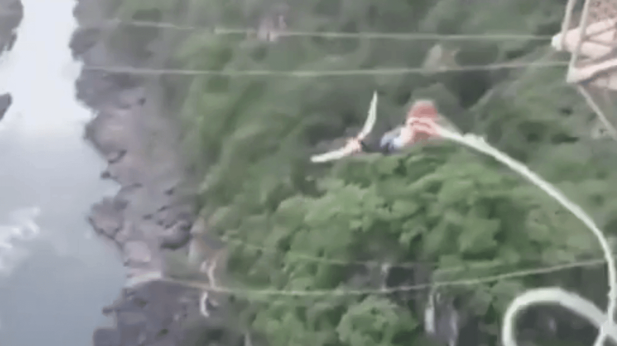 Morbid joke woman made before 360ft fall when bungee jump cord snapped ...