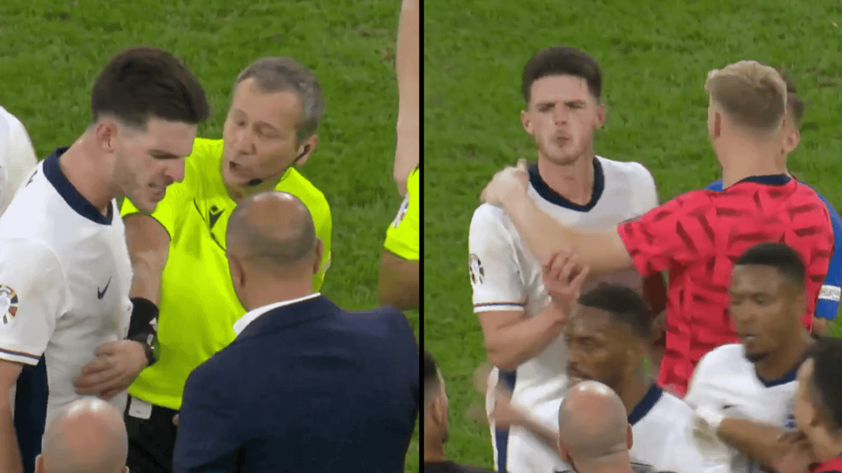 What Declan Rice said to Slovakia manager during fiery full-time ...