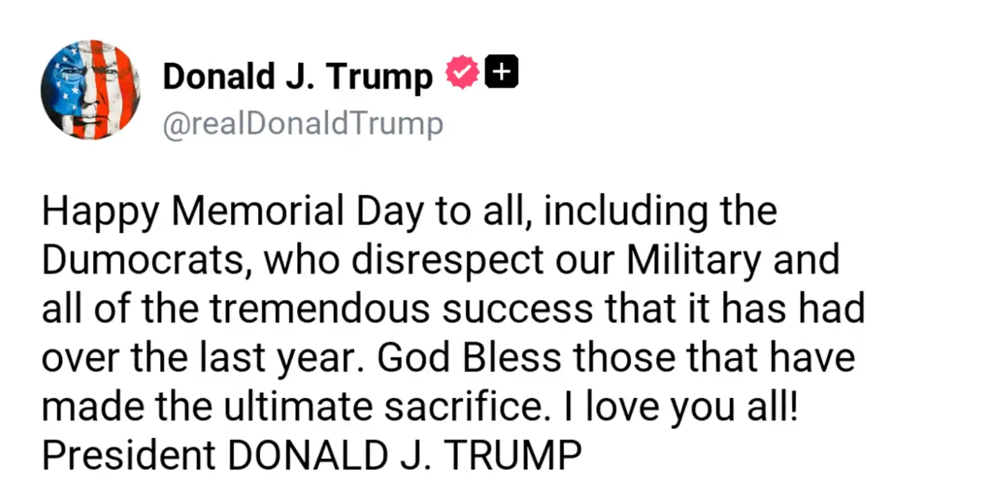 Donald Trump slammed over 'vile' Memorial Day rant including message to ...